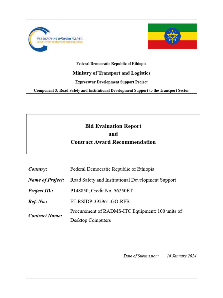 Bid Evaluation Report and Contract Award Recommendation | PDF | Procurement | Computer Keyboard