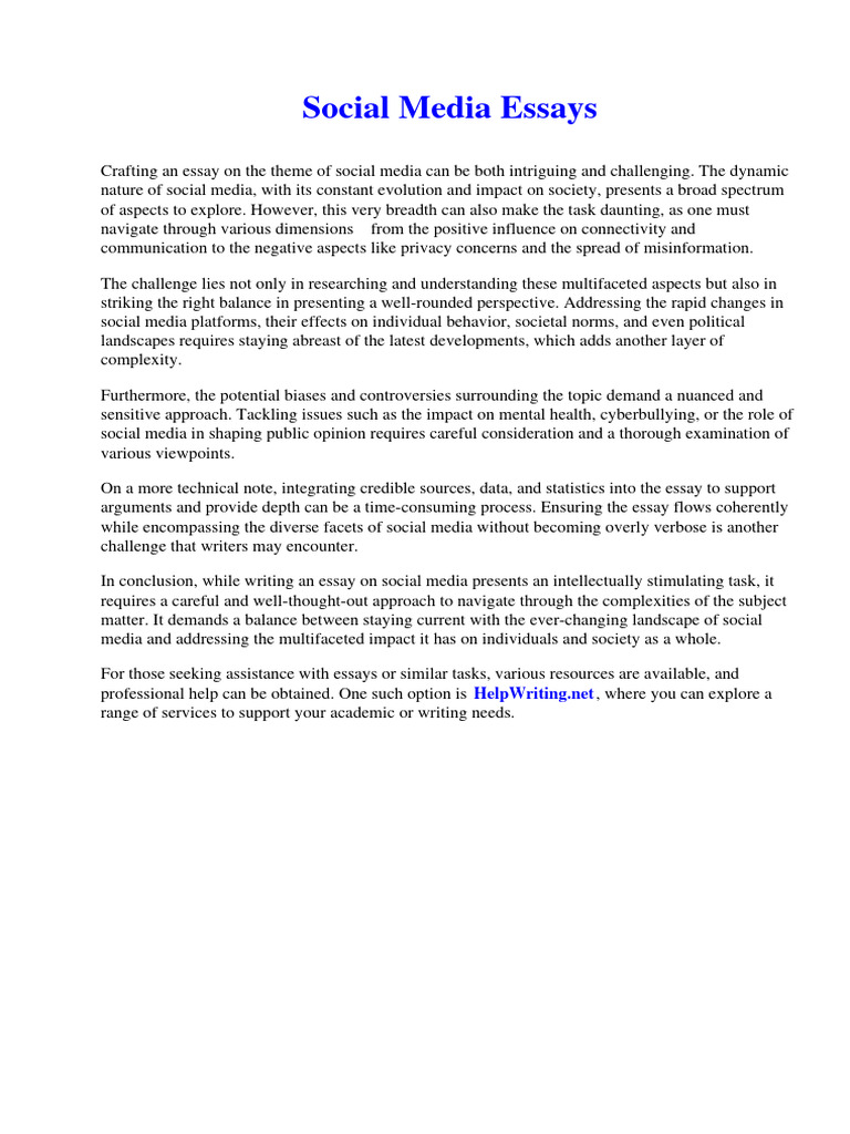 Social Media Essays | PDF | Tourism | Social Media