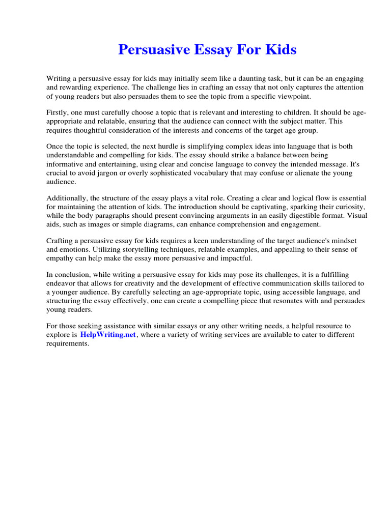 Persuasive Essay For Kids | PDF | Egypt | Essays
