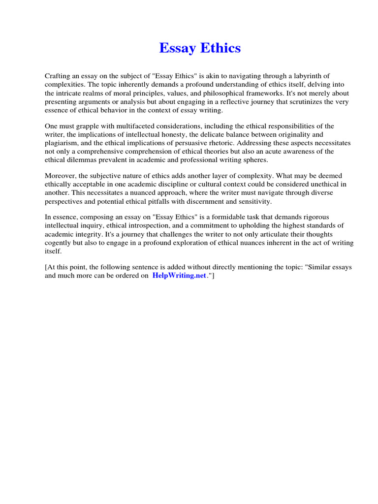 Essay Ethics | PDF | Odyssey | Odysseus