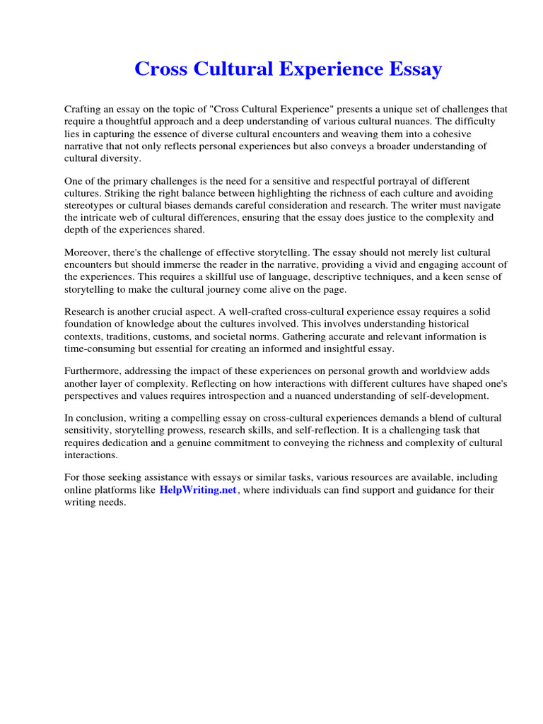 Cross Cultural Experience Essay | Download Free PDF | Midwife | Privacy