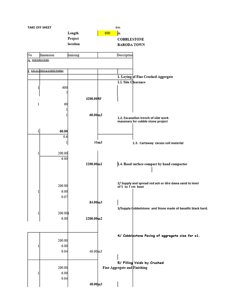 6m 600 M Project Location: Sub Structure | PDF | Road Surface | Road