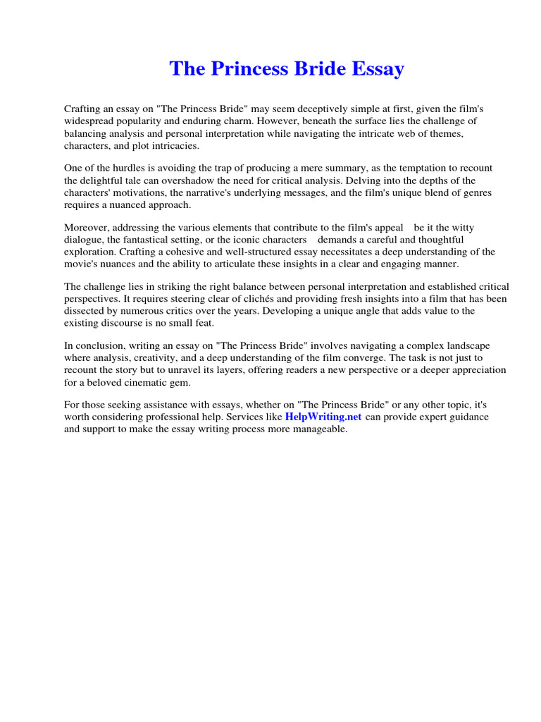 The Princess Bride Essay | PDF