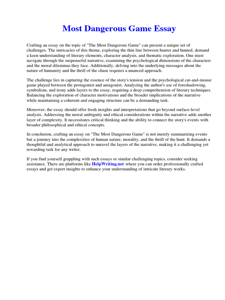 Most Dangerous Game Essay | PDF | Corporate Social Responsibility ...
