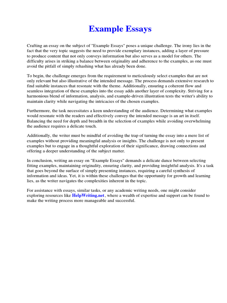 Example Essays | PDF | Nature Versus Nurture | Internet