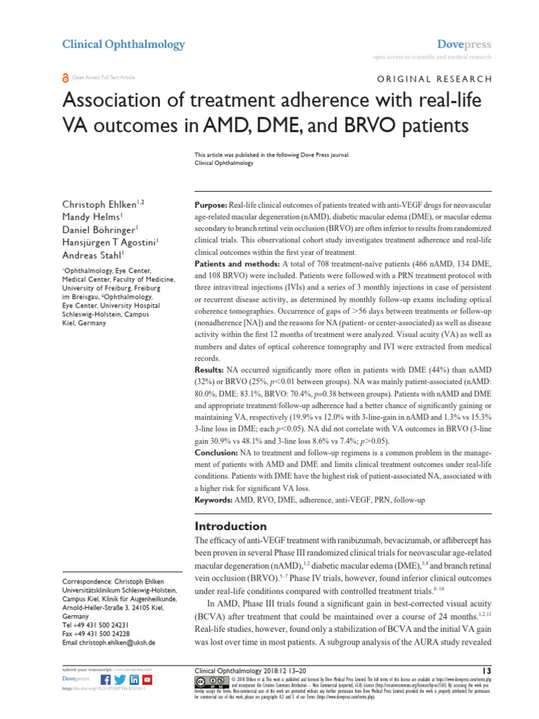 Association of Treatment Adherence With Real-Life VA Outcomes in AMD ...