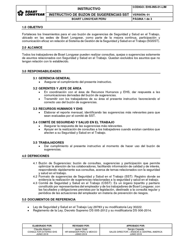 EHS-INS-01-LIM Instructivo para El Uso de Buzon de Sugerencias | PDF | Negocios