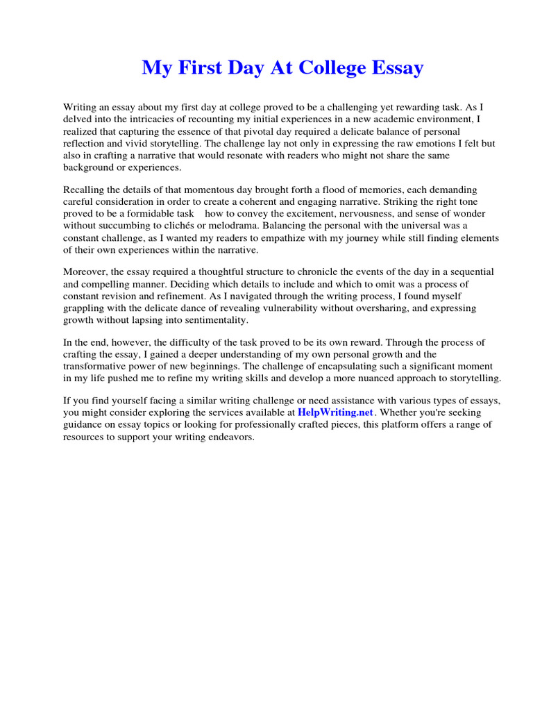 My First Day at College Essay | PDF | Central Processing Unit | A ...