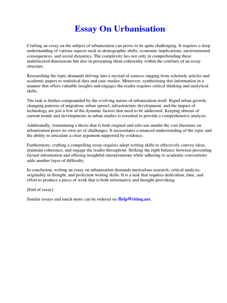 Essay On Urbanisation | PDF | Computer Network | Liquefied Natural Gas