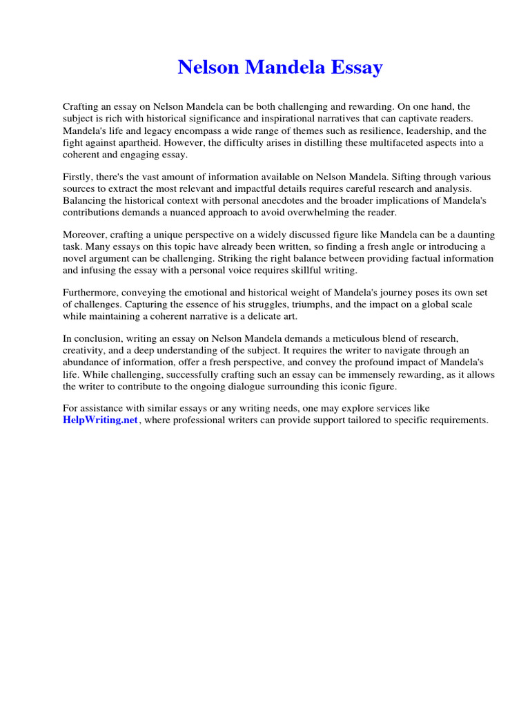 Nelson Mandela Essay | PDF | Essays | Narrative