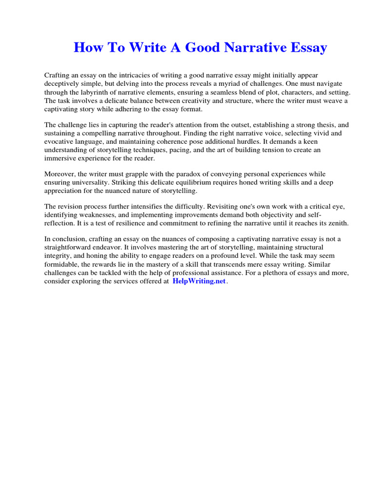 How To Write A Good Narrative Essay | PDF | Essays