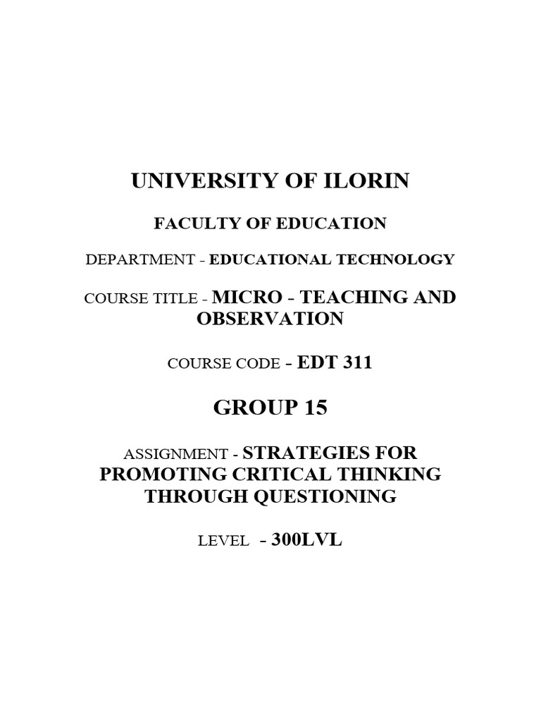 Strategies For Promoting Critical Thinking Through Questioning 4