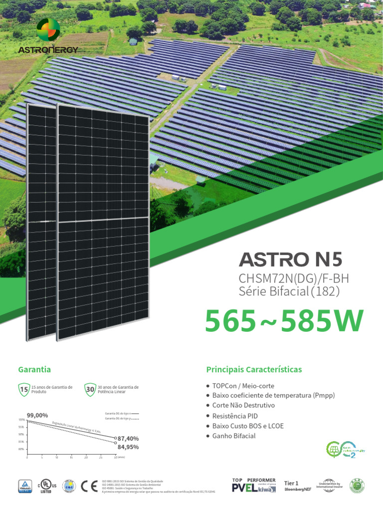 Módulo Solar Bifacial 585W Astronergy | PDF | Quantidades físicas | Engenharia Elétrica