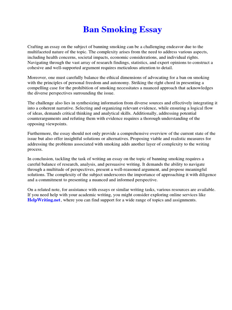 Ban Smoking Essay | PDF | Essays | Plutarch
