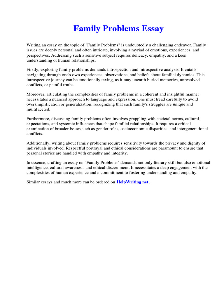 Family Problems Essay | PDF | Utilitarianism | Dorothy Gale