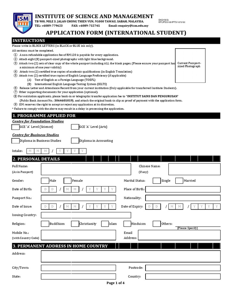Form Application International Jun2021 v01 | PDF