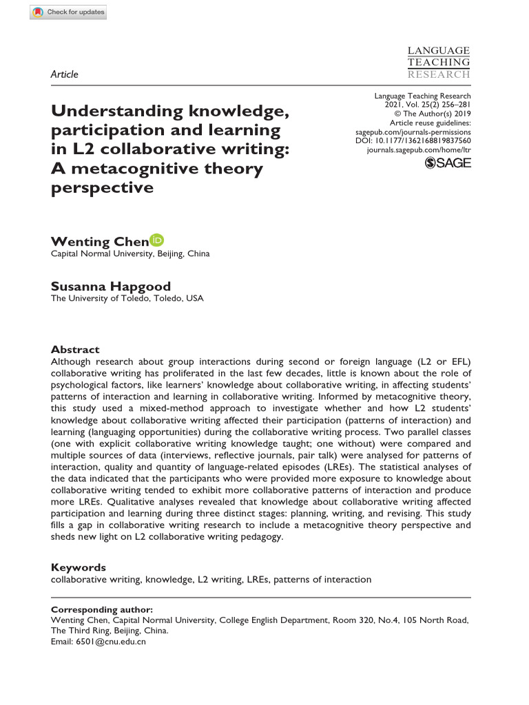 Chen Hapgood 2019 Understanding Knowledge Participation And Learning In L2 Collaborative Writing