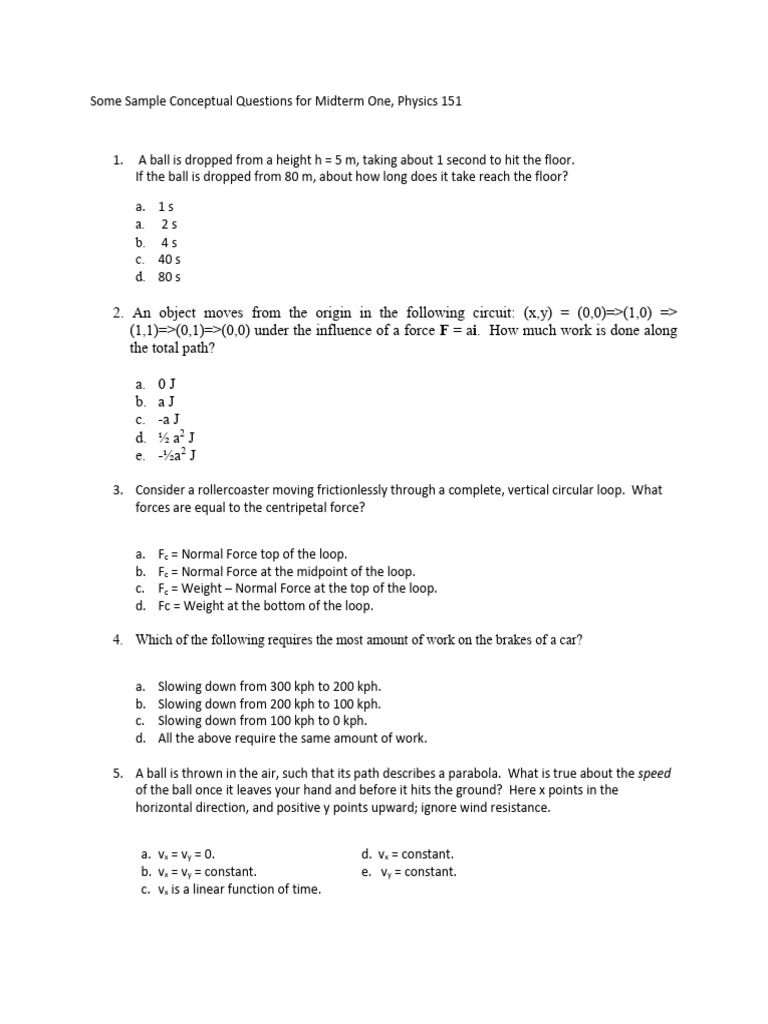 Conceptual Physics Questions for Midterm | PDF | Angular Momentum | Force