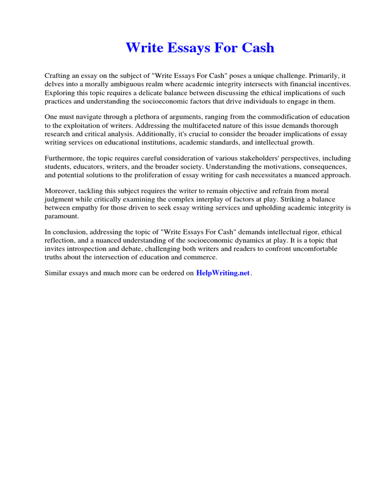 Write Essays For Cash | PDF | Paradise Lost | Concrete