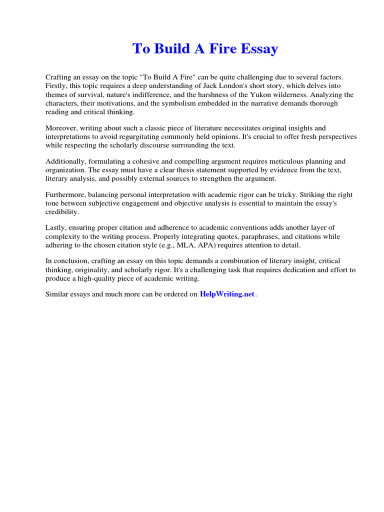 To Build A Fire Essay | PDF | Candidiasis | Lung