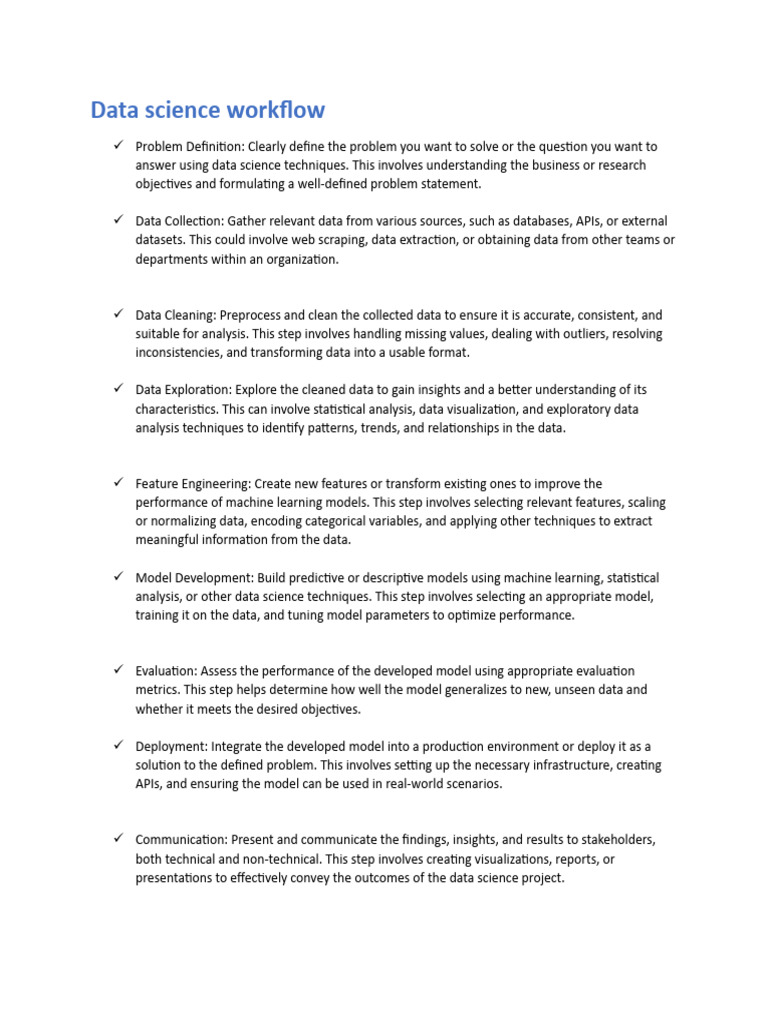 Data Science Workflow | PDF | Data Analysis | Data Data Science Workflow | PDF | Data Analysis | Data