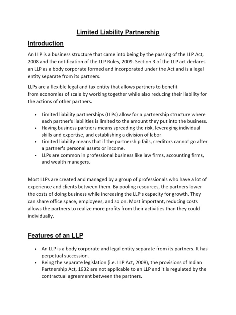 Understanding Limited Liability Partnerships | PDF | Limited Liability ...