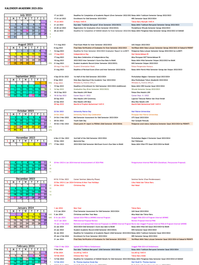 Kalendar Akademik 2023-2024 (REVISI - Feb 2024) | PDF | Liburan | Set ...
