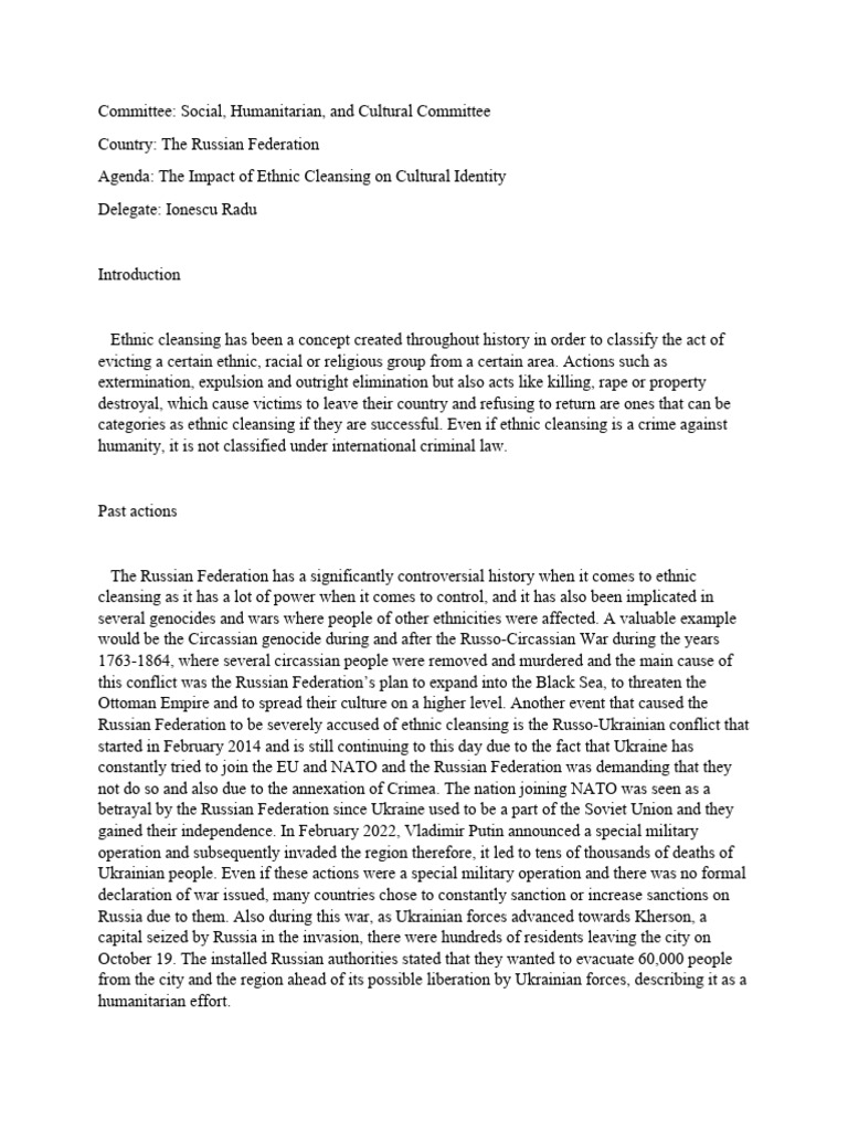 Position Paper - The Russian Federation - LazarxSava MUN 2023 - Ionescu ...