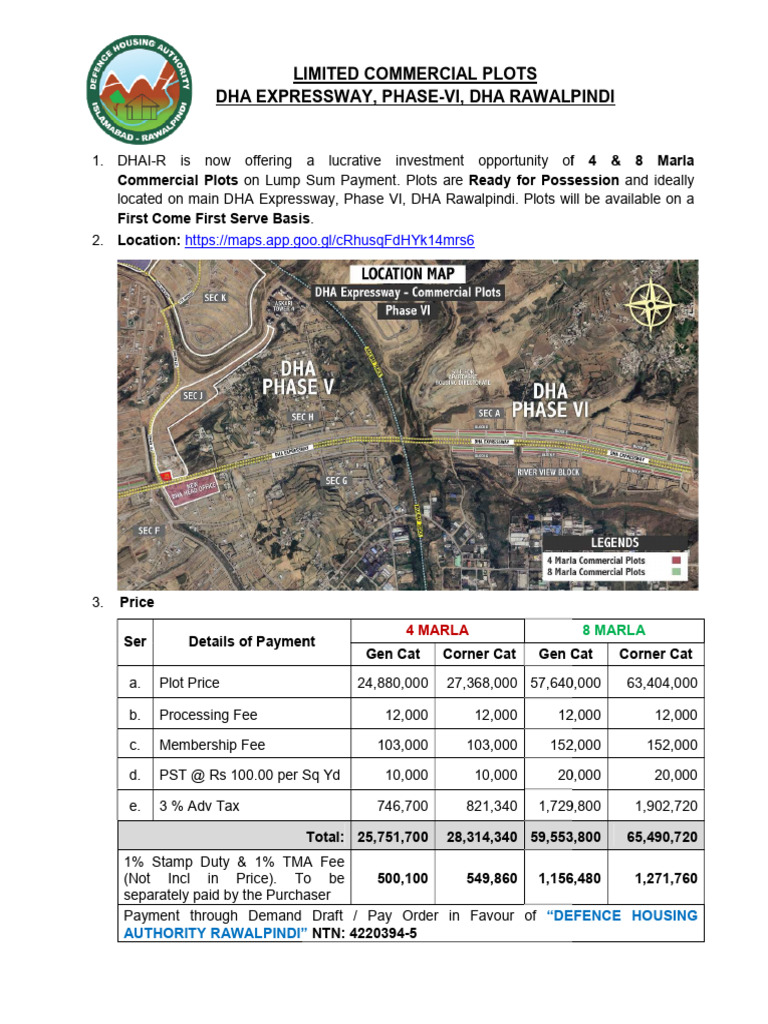 4 & 8 Marla Commercial Plots, DHA Phase-VI | PDF | Market (Economics ...