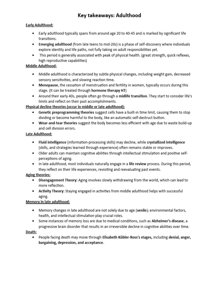 Understanding Adulthood Stages and Aging | PDF | Ageing | Old Age