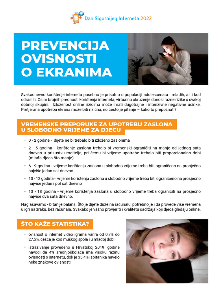 Prevencija Ovisnosti o Ekranima | PDF