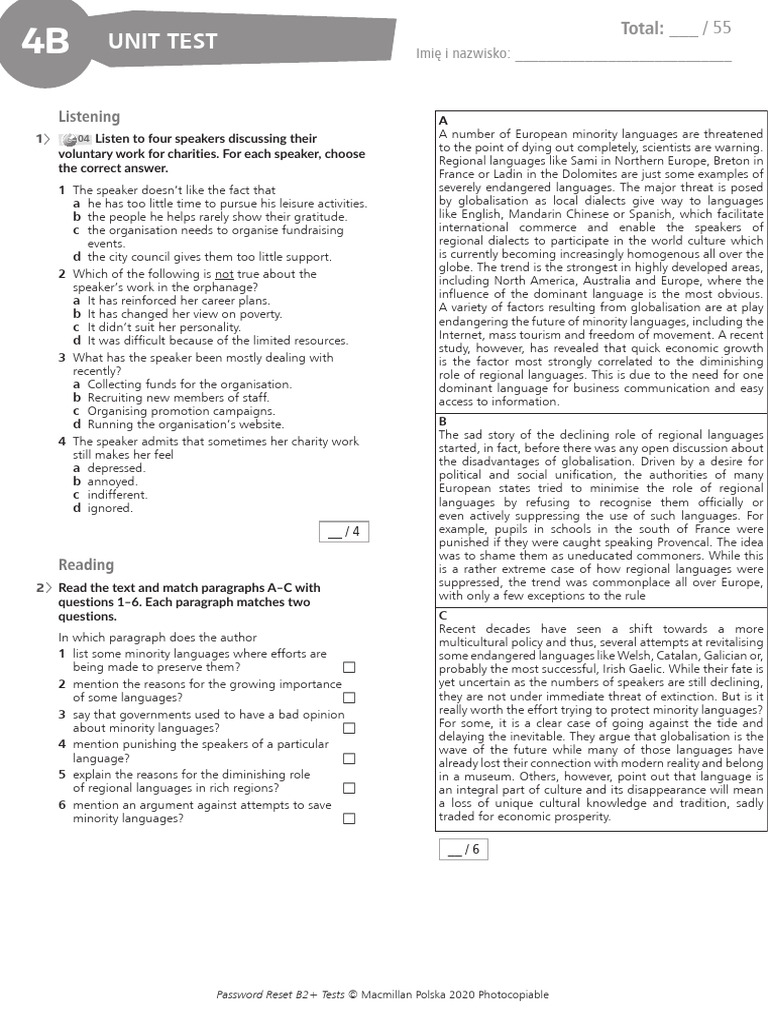 Password Reset B2 Plus UT U-4 | PDF | Globalization | English Language