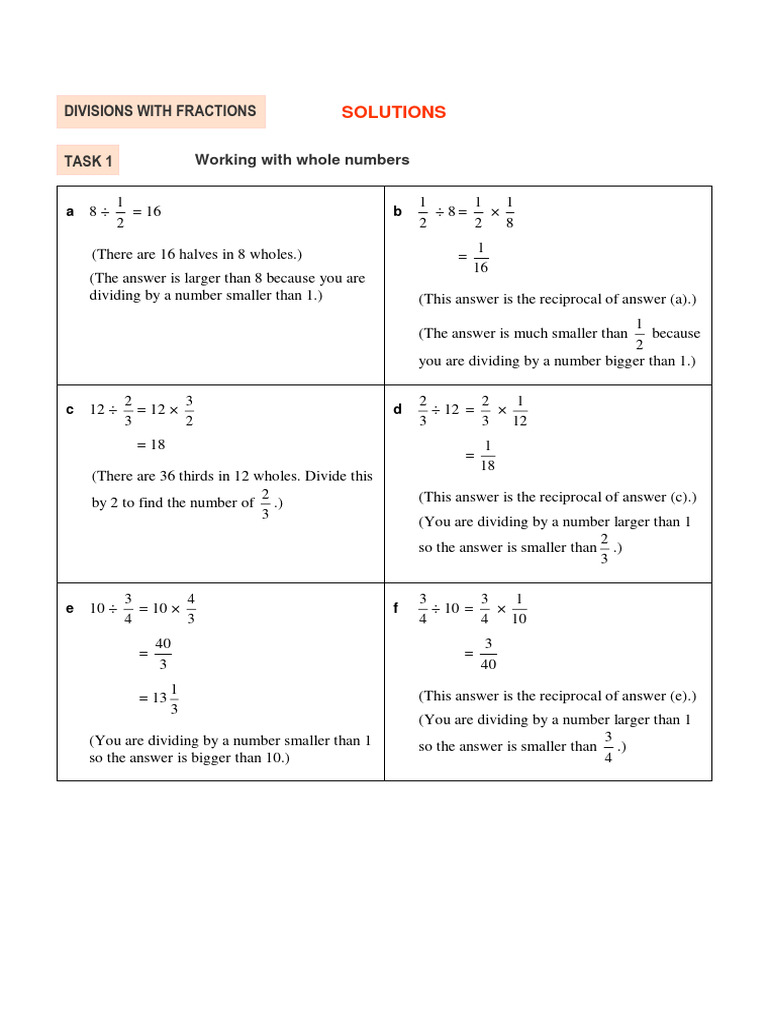 Divisions With Fractions SOLUTIONS | PDF | Mathematical Concepts | Numbers
