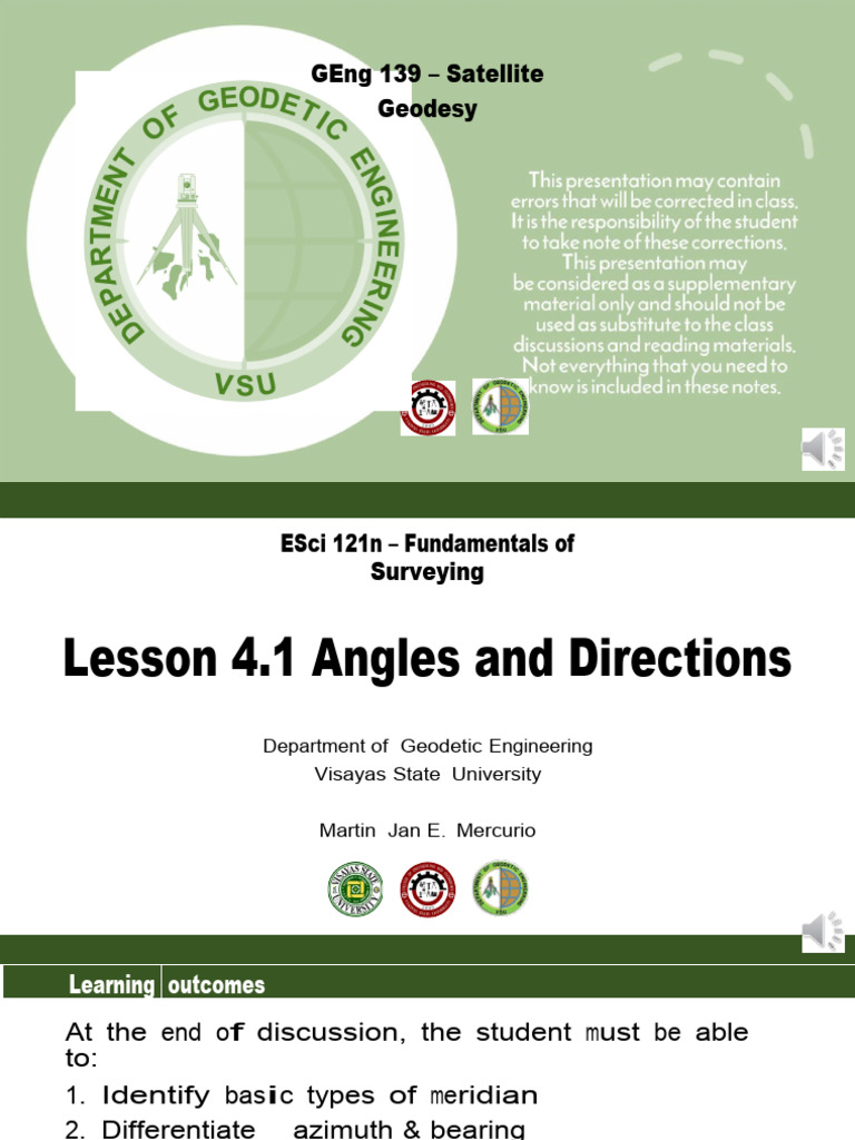 ESci121 Lesson04.01.Angles and Directions | PDF | Azimuth | Angle