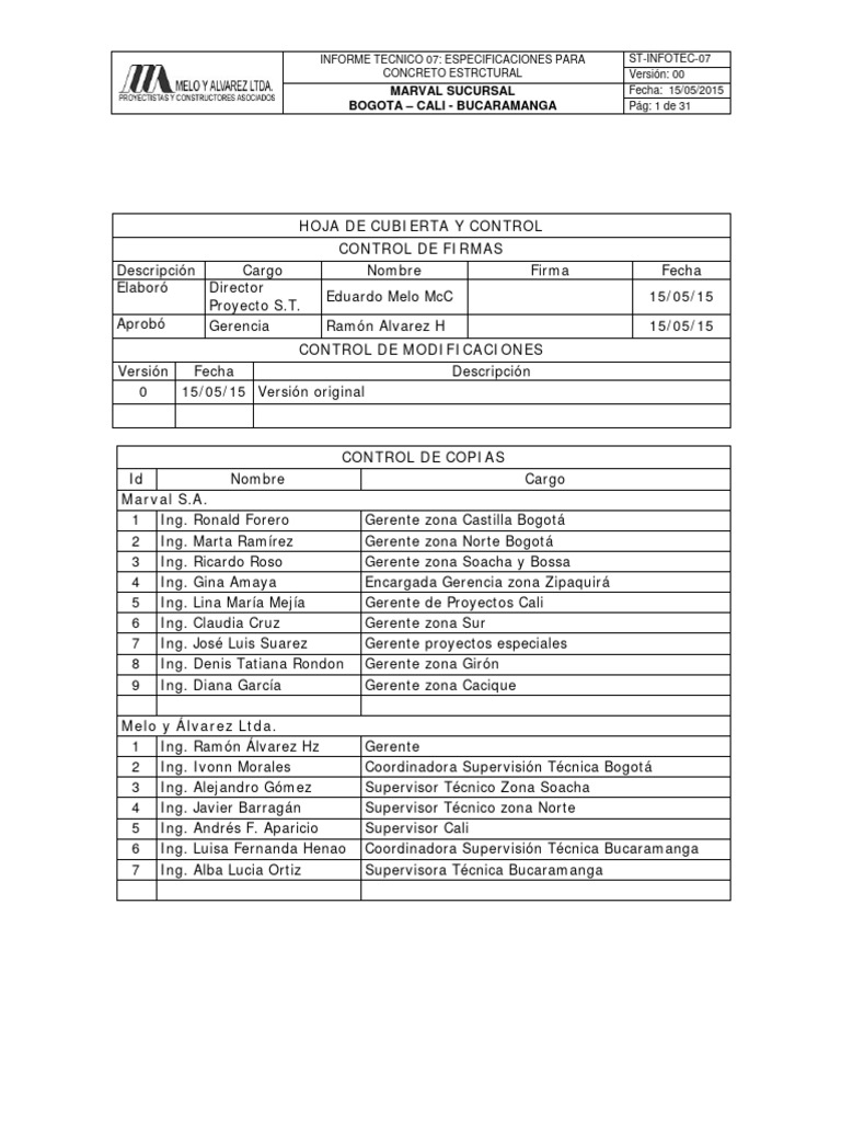 2016-11-01 Inf-7 Especificaciones para Concreto Estructural | PDF | Hormigón | Laboratorios