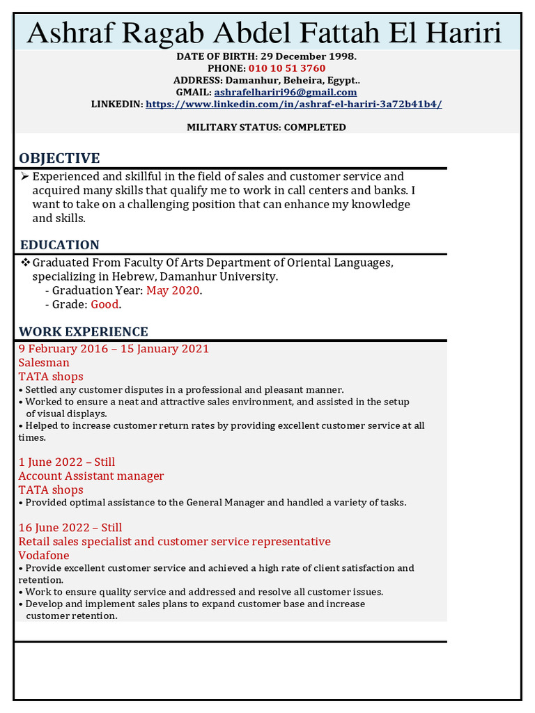 Ashraf El-Hariri CV 3 | PDF | Sales | Business