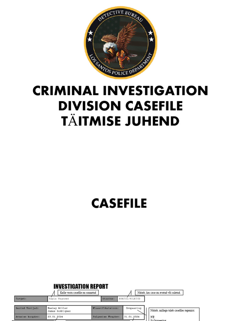 Criminal Investigation Division Casefile Täitmis Juhend | PDF