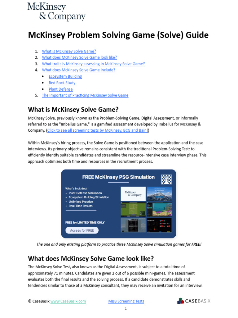 Mckinsey Problem Solving Game (Solve) Guide | PDF | Ecosystem | Mc Kinsey & Company