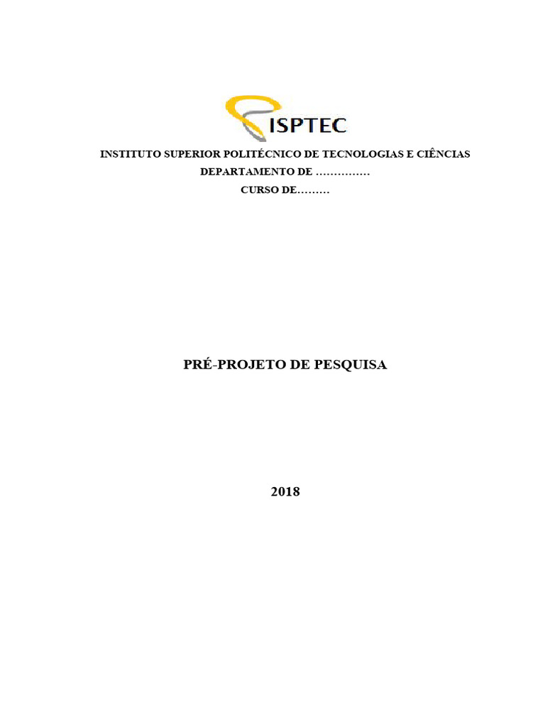 Modelo - Pré Projecto Isptec 2018 - Cópia | PDF