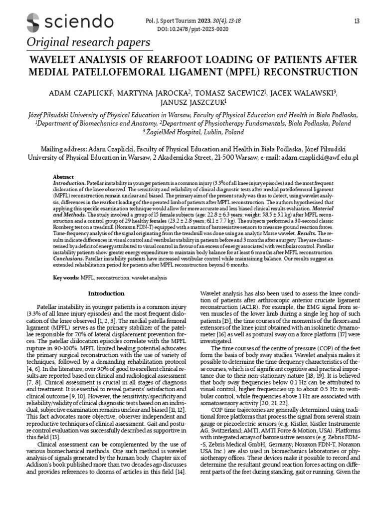 Wavelet Analysis of Rearfoot Loading of Patients After Medial ...