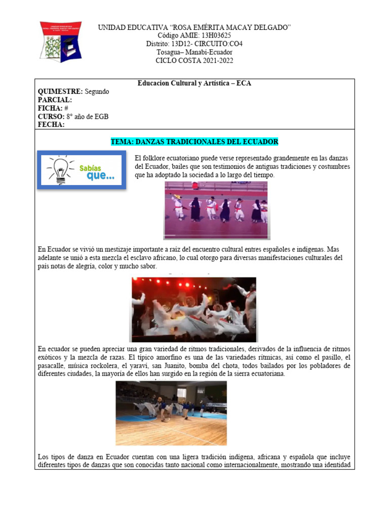 FICHA # 3 ECA - 8° | PDF