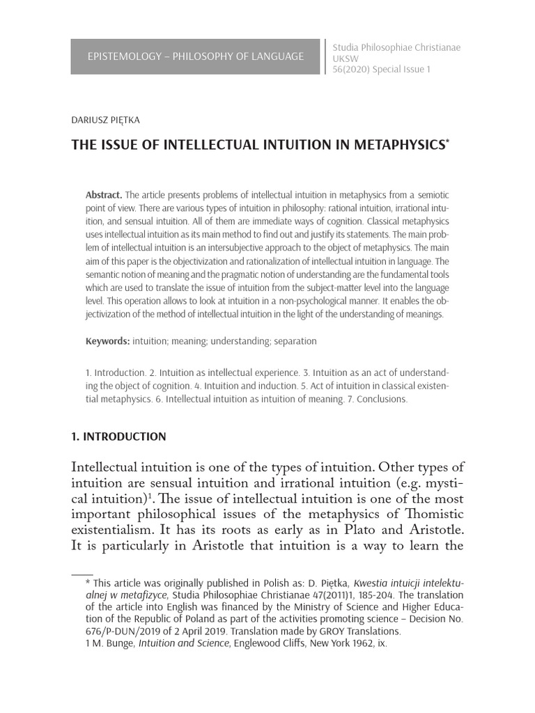 The Issue of Intellectual Intuition | PDF | Empirical Evidence | Experience