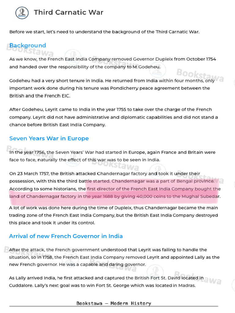 Third Carnatic War - 14223303 | PDF