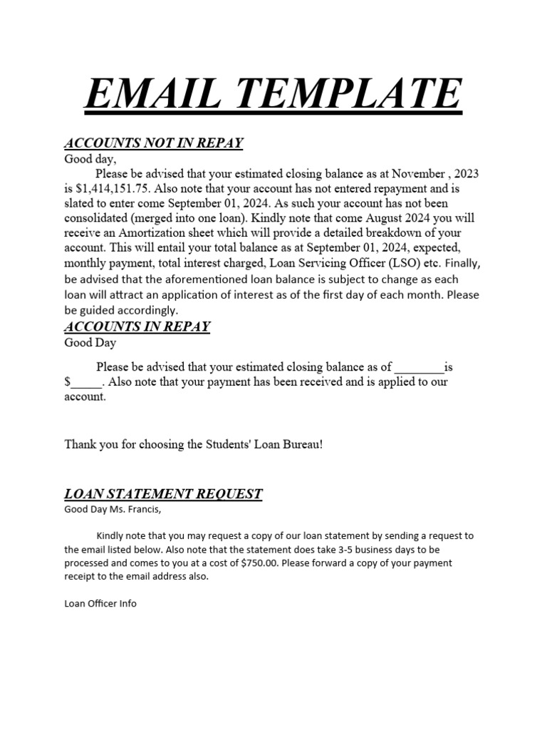 Email Template | PDF | Loans | Fee