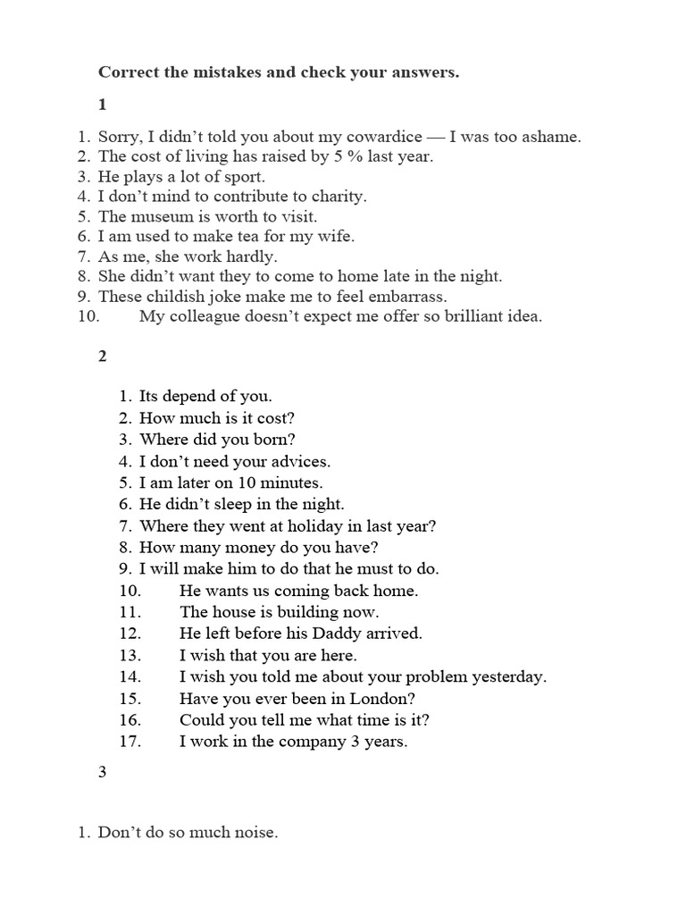 Correct The Mistakes and Check Your Answers | PDF | Language Arts ...
