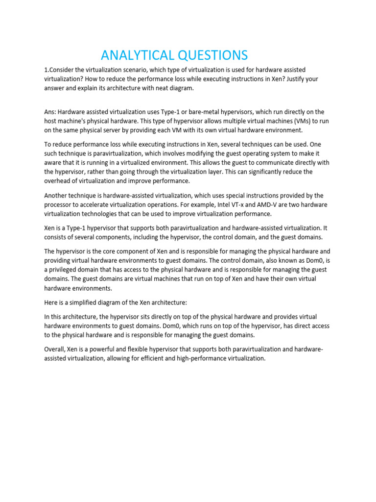 Analytical Questions (Unit-2) | PDF | Cloud Computing | Virtual Machine