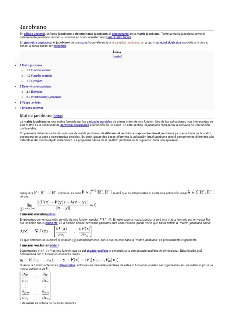 Jacobiano | Descargar gratis PDF | Matriz (Matemáticas) | Determinante