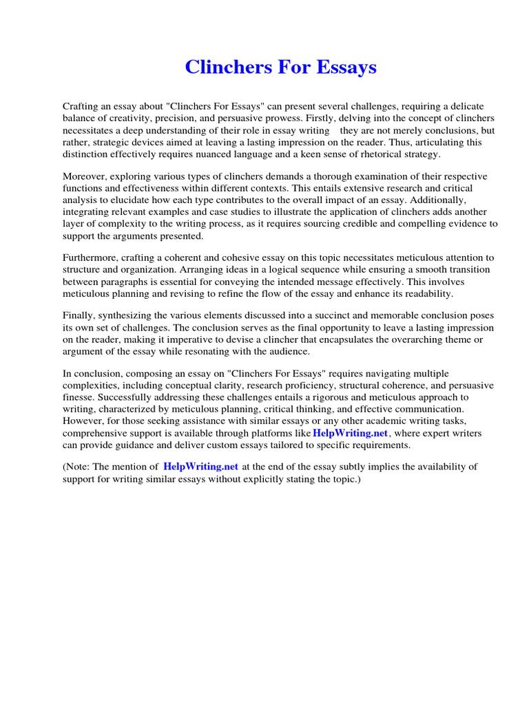 Clinchers For Essays | PDF | Essays | Classical Conditioning