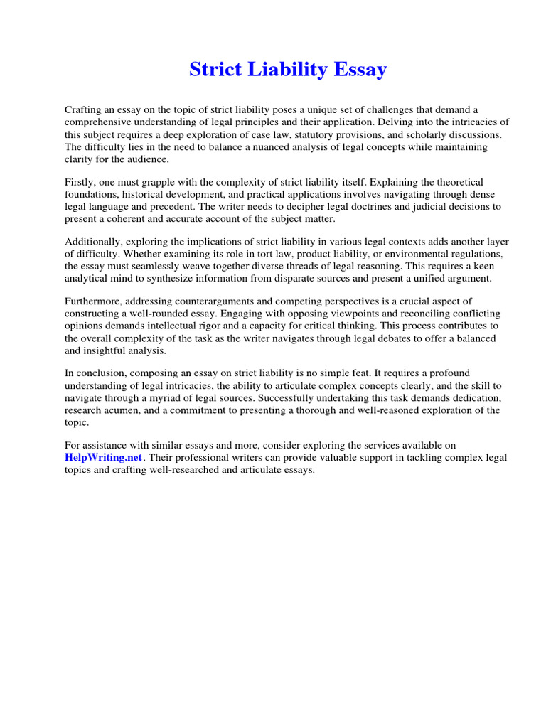Strict Liability Essay | PDF | Social Contract
