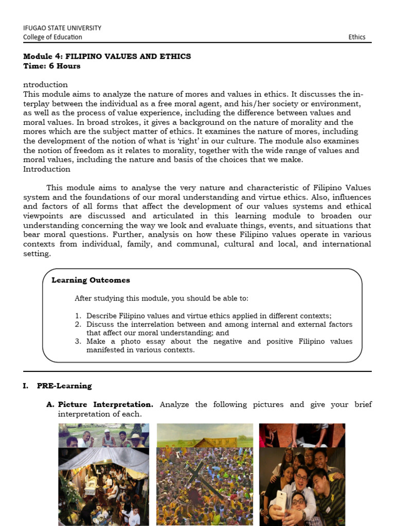 MODULE in ETHICS 4 | PDF | Morality | Philippines
